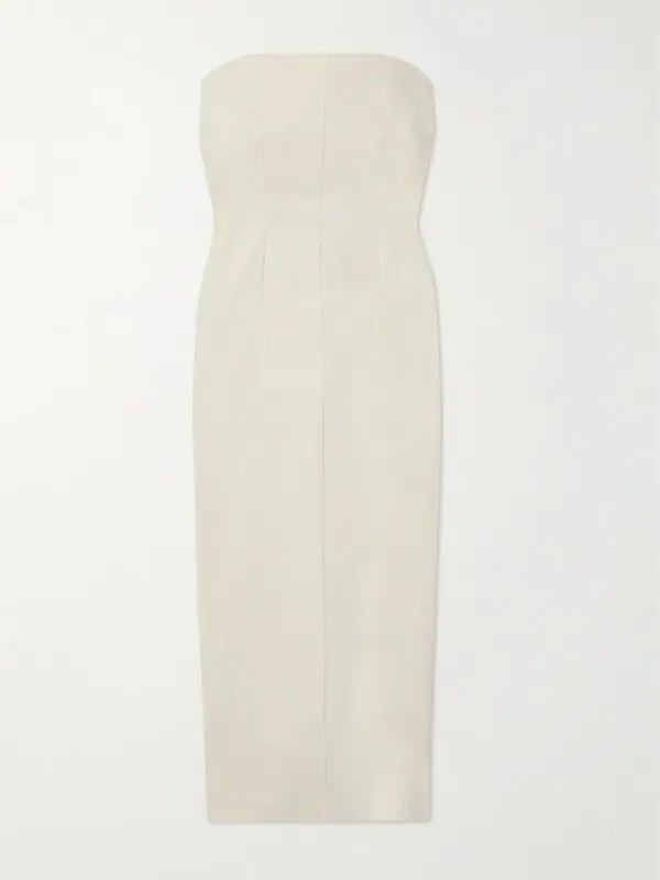 CORTANA Strapless Cotton-blend Canvas Midi Dress - Ivory
