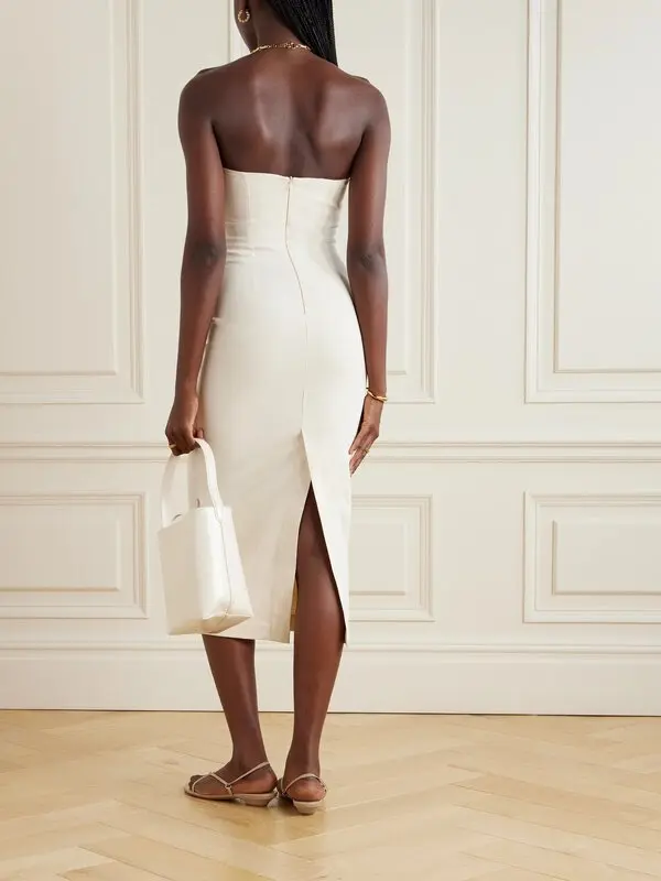 CORTANA Strapless Cotton-blend Canvas Midi Dress