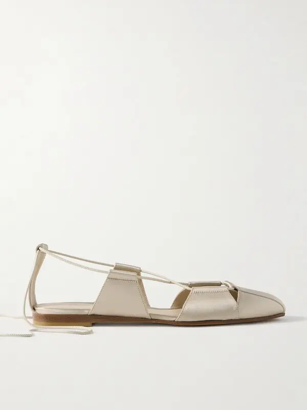 Le Monde Beryl Greek Lace-up Ballet Flats - Silver