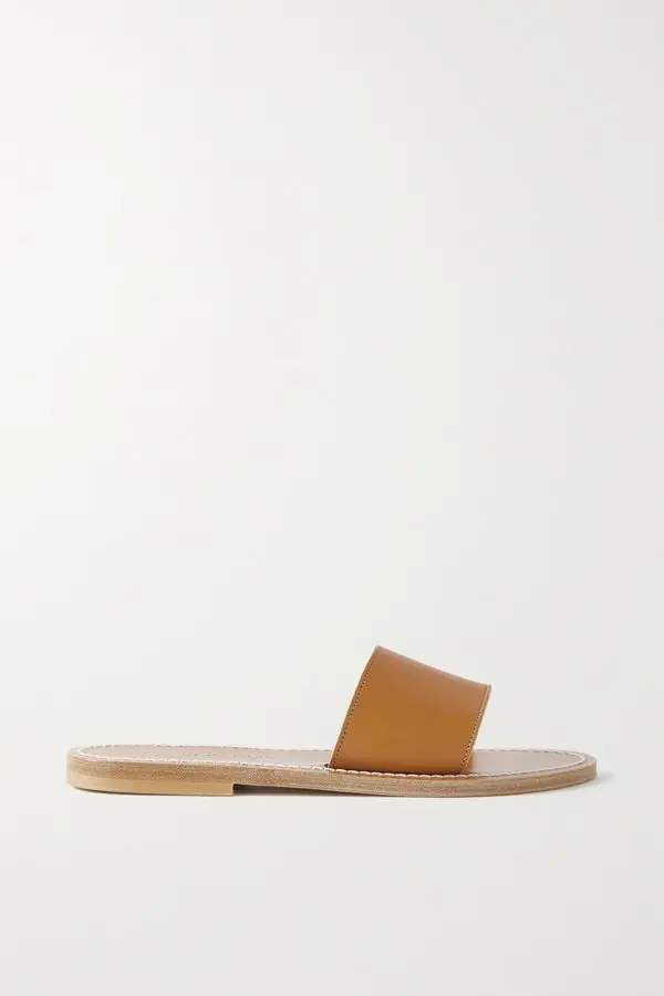 K.JACQUES Net Sustain Anacapri Leather Slides - Brown