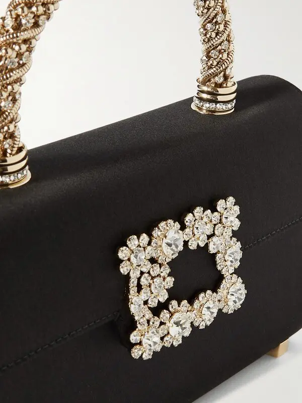 ROGER VIVIER Flower Crystal-embellished Satin Clutch