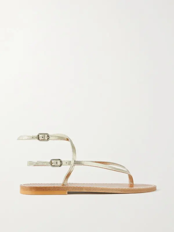 K.JACQUES St Tropez Metallic Leather Sandals - Gold