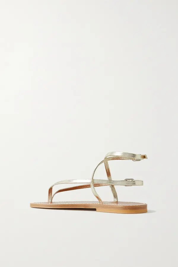 K.JACQUES St Tropez Metallic Leather Sandals - Gold