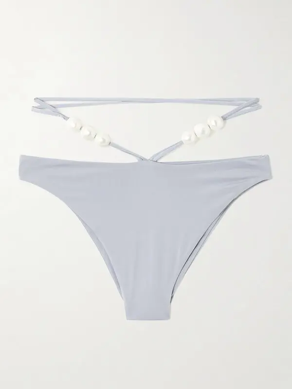 Magda Butrym Faux Pearl-embellished Bikini Briefs - Gray