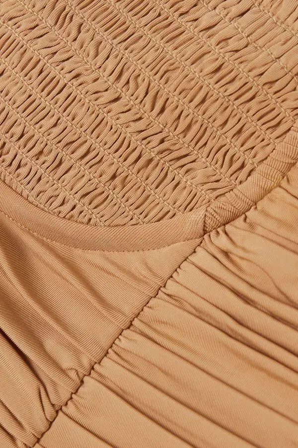 DION LEE Doric Shirred Gathered Bustier Top - Brown