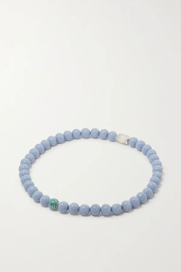 Lauren Rubinski Sterling Silver, 14-karat And Enamel Beaded Necklace - Gold
