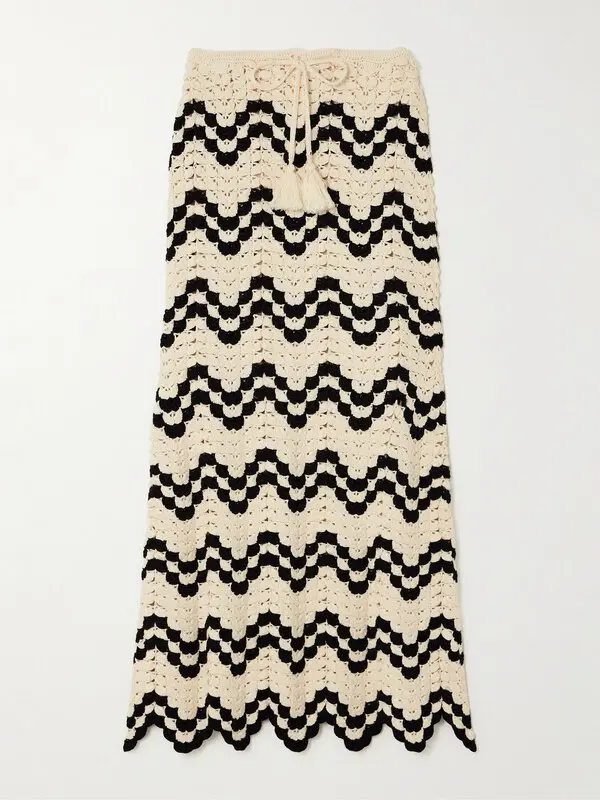 Escvdo Safi Scalloped Crocheted Cotton Midi Skirt
