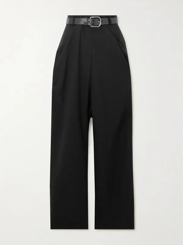 Loewe Belted Draped Cotton-twill Pants - Black