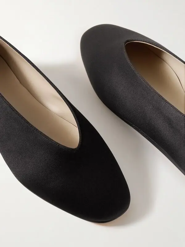 Le Monde Beryl Regency Grosgrain-trimmed Satin Ballet Flats