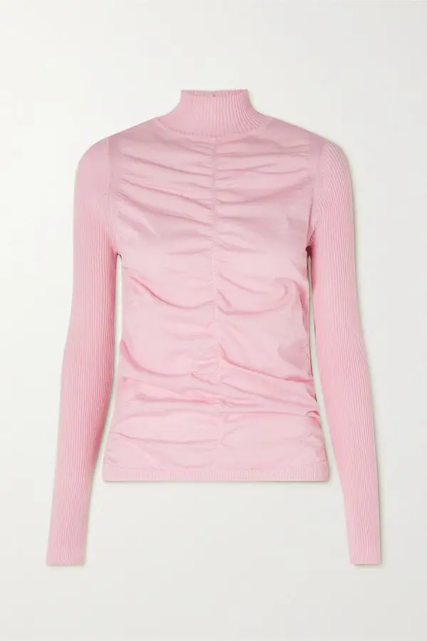 RENAISSANCE RENAISSANCE Ruched Tulle And Ribbed Jersey Top