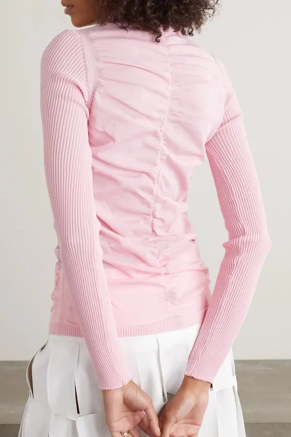 RENAISSANCE RENAISSANCE Ruched Tulle And Ribbed Jersey Top