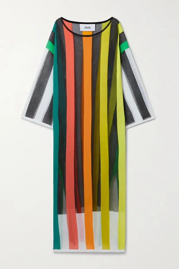 Christopher John Rogers Striped Knitted Maxi Dress - Orange
