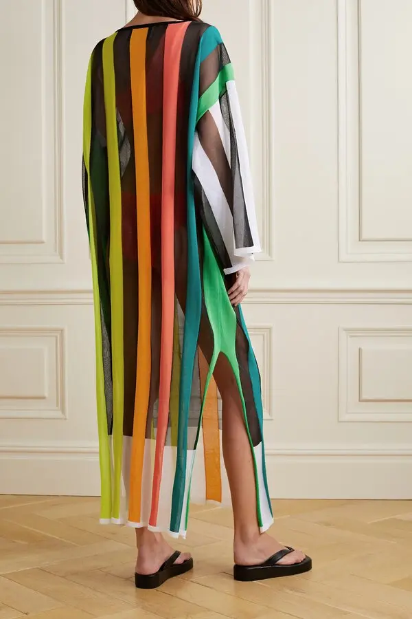 Christopher John Rogers Striped Knitted Maxi Dress