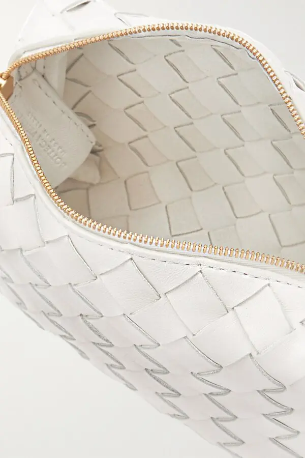 Bottega Veneta Loop Mini Intrecciato Leather Shoulder Bag - White