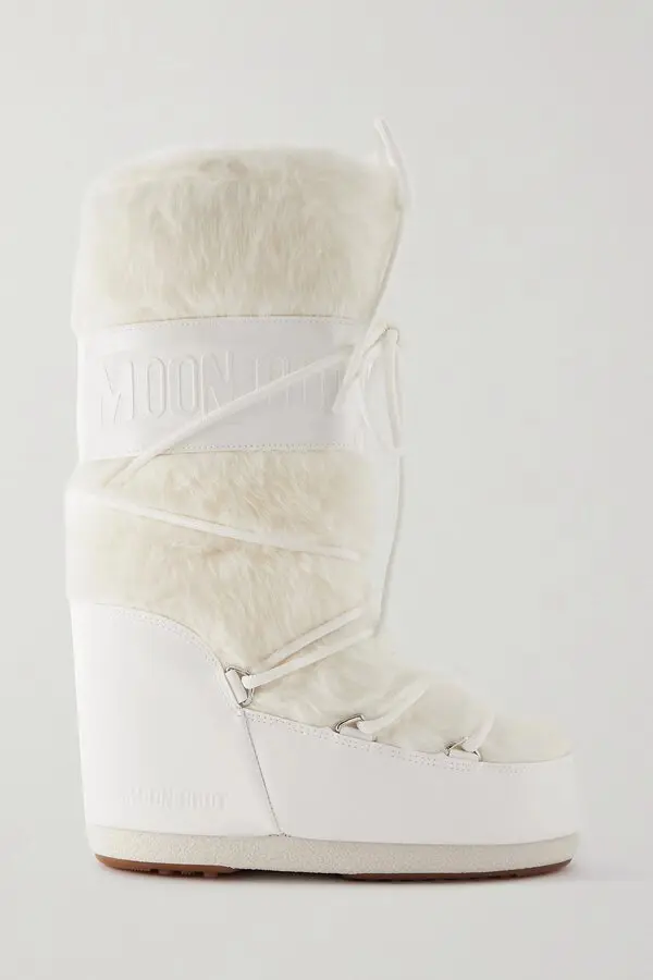 Moon Boot Icon Plush And Leather-like Snow Boots - White