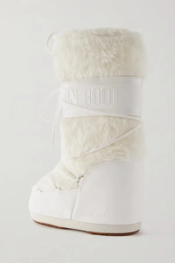 Moon Boot Icon Plush And Leather-like Snow Boots - White