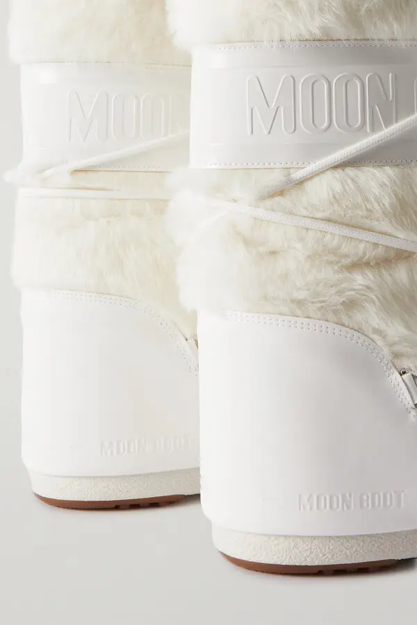 Moon Boot Icon Plush And Leather-like Snow Boots - White