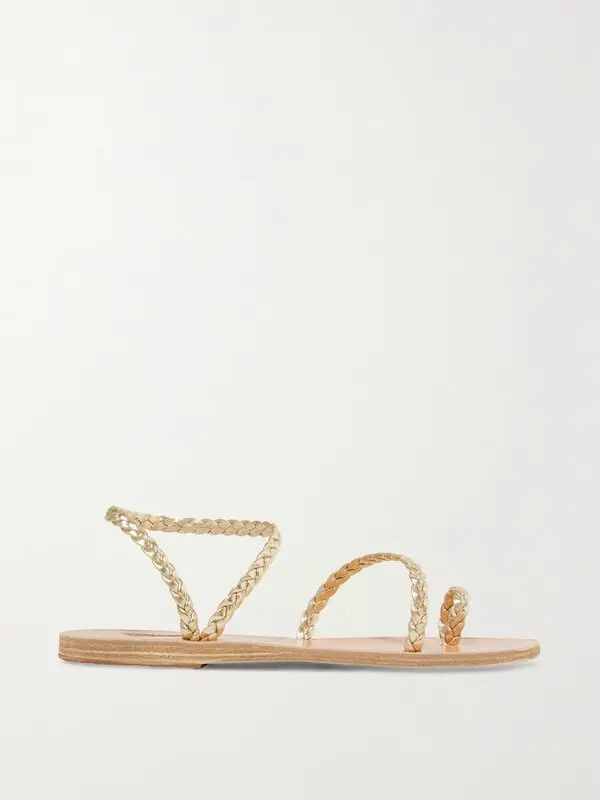 ANCIENT GREEK SANDALS Eleftheria Braided Metallic Leather Sandals - Gold