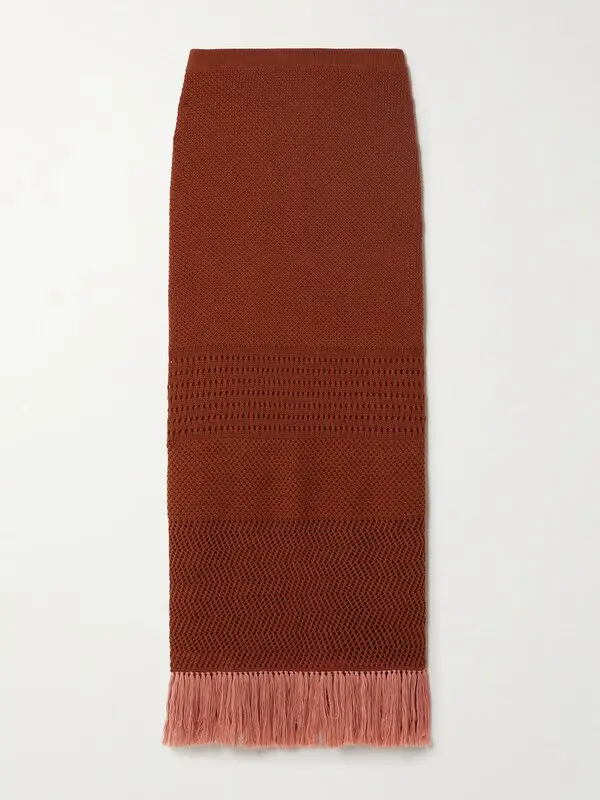 Escvdo Carisa Open-knit Midi Skirt - Brown