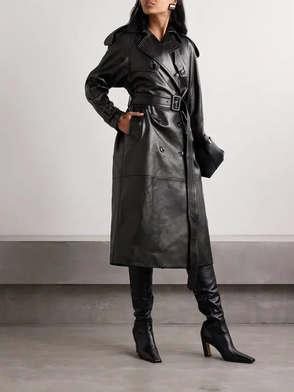 SALON 1884 Filippa Double-breasted Leather Trench Coat