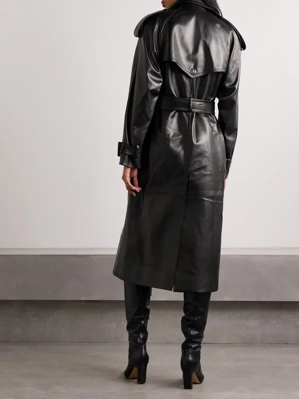 SALON 1884 Filippa Double-breasted Leather Trench Coat