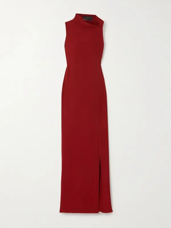 CORTANA Fiona Asymmetric Silk-blend Maxi Dress
