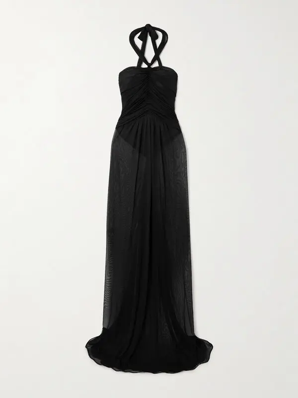 Dolce & Gabbana Draped Gathered Organza Halterneck Gown
