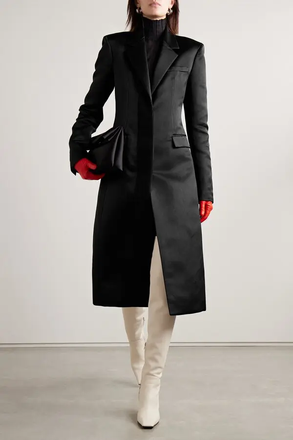 Veronica De Piante Freya Embroidered Grosgrain-trimmed Silk-satin Coat