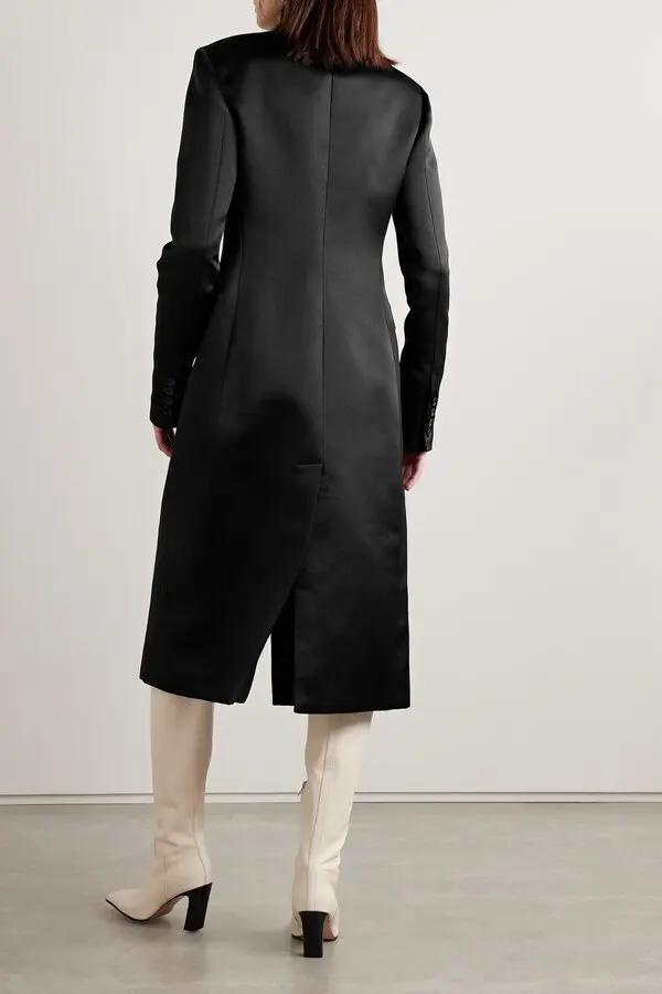 Veronica De Piante Freya Embroidered Grosgrain-trimmed Silk-satin Coat