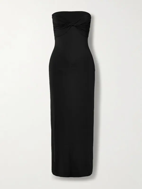 Tove Cate Strapless Twist-front Stretch-jersey Midi Dress - Black