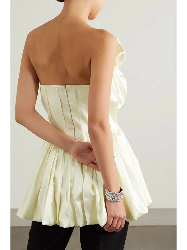 Tove Raynara Strapless Gathered Satin Top