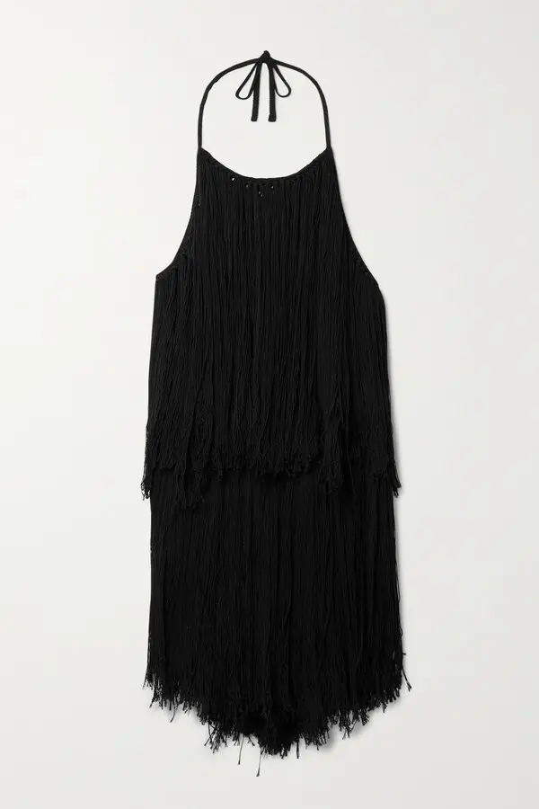 Altuzarra Delphinia Fringed Halterneck Sweater - Black