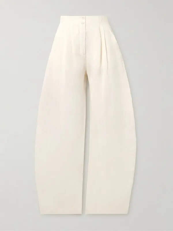 CORTANA Marlo Pleated Linen Straight-leg Trousers