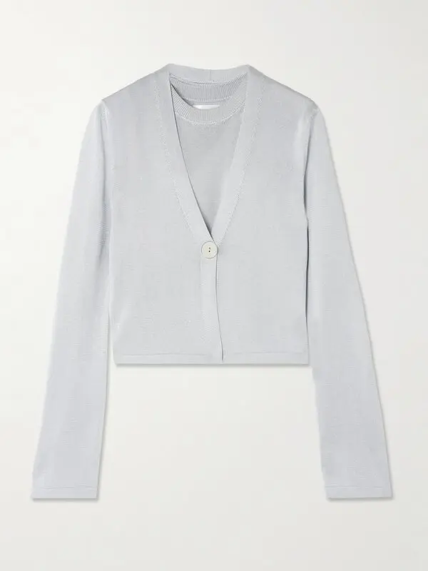 Galvan Ida' Layered Knitted Tank And Cardigan Set