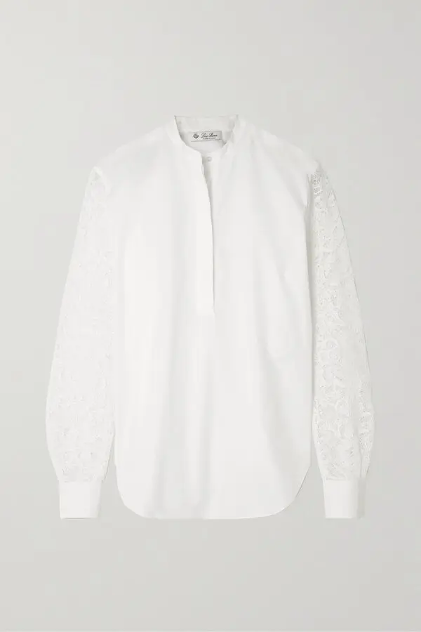 Loro Piana Ide Cotton-poplin And Guipure Lace Shirt