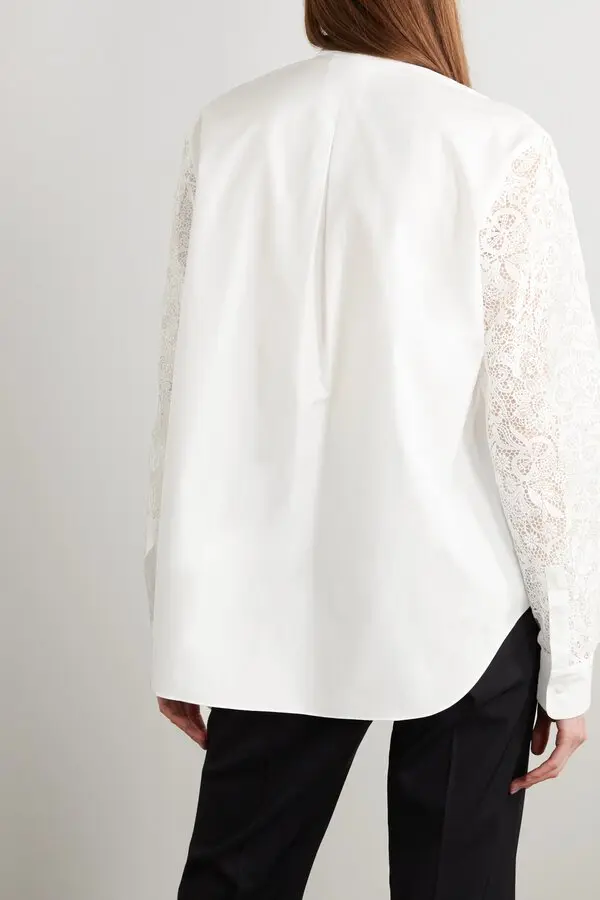 Loro Piana Ide Cotton-poplin And Guipure Lace Shirt