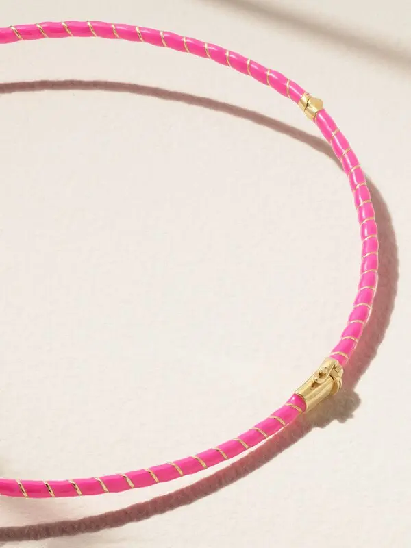 Yvonne Léon 9-karat Gold, Diamond And Enamel Necklace
