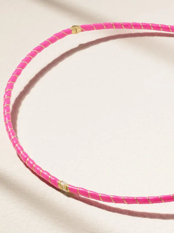 Yvonne Léon 9-karat Gold, Diamond And Enamel Necklace