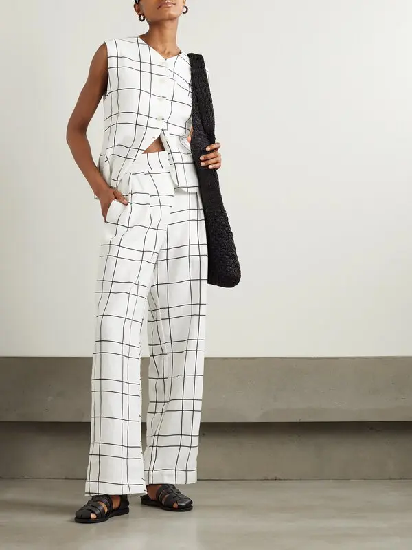 Faithfull The Brand Duomo Checked Linen Pants