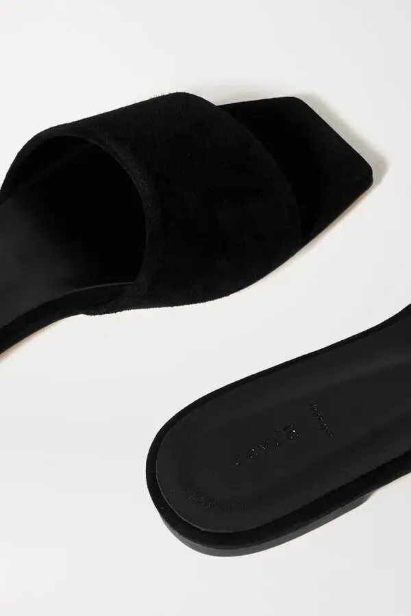 AeydĒ Anna Suede Slides - Black