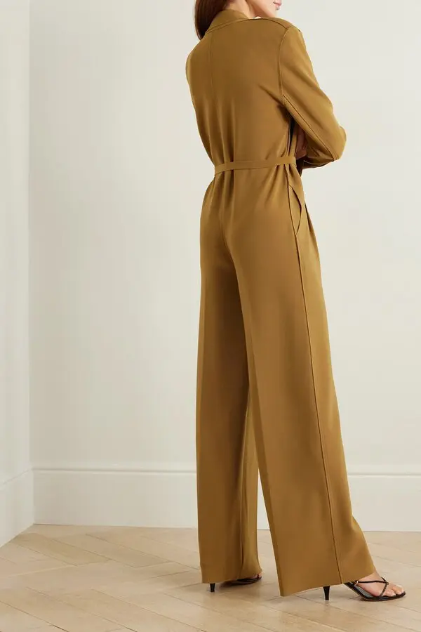 Norma Kamali Belted Pleated Jumpsuit