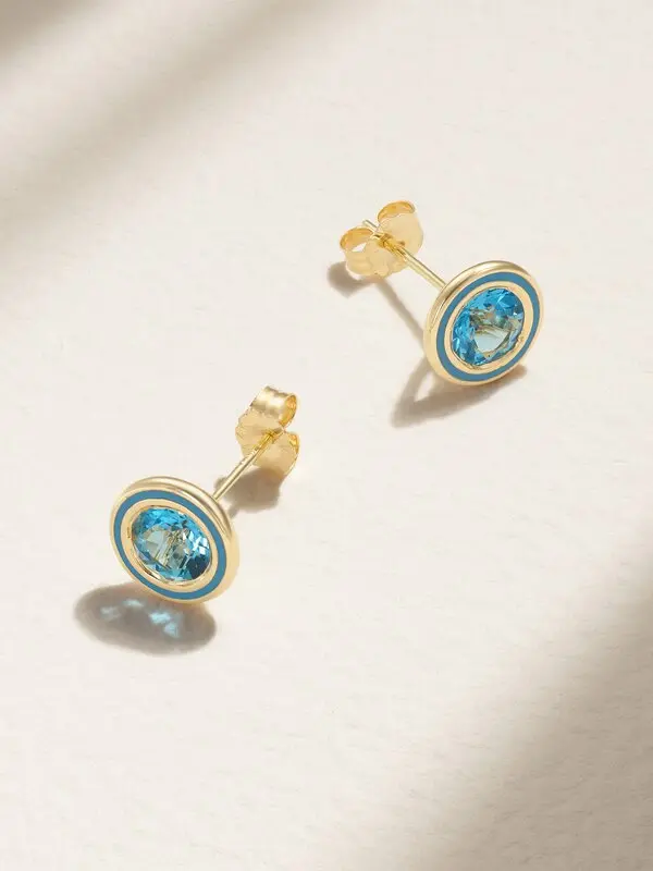 Alison Lou Madison Topaz And Enamel Earrings - Blue
