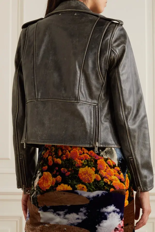 GOLDEN GOOSE Belted Distressed Leather Jacket