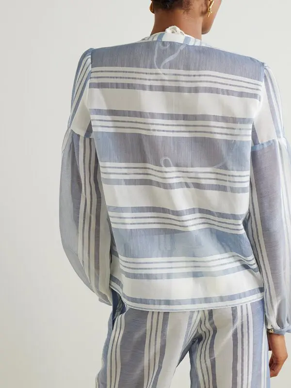 ADMONA Aisha Embellished Striped Gauze Shirt