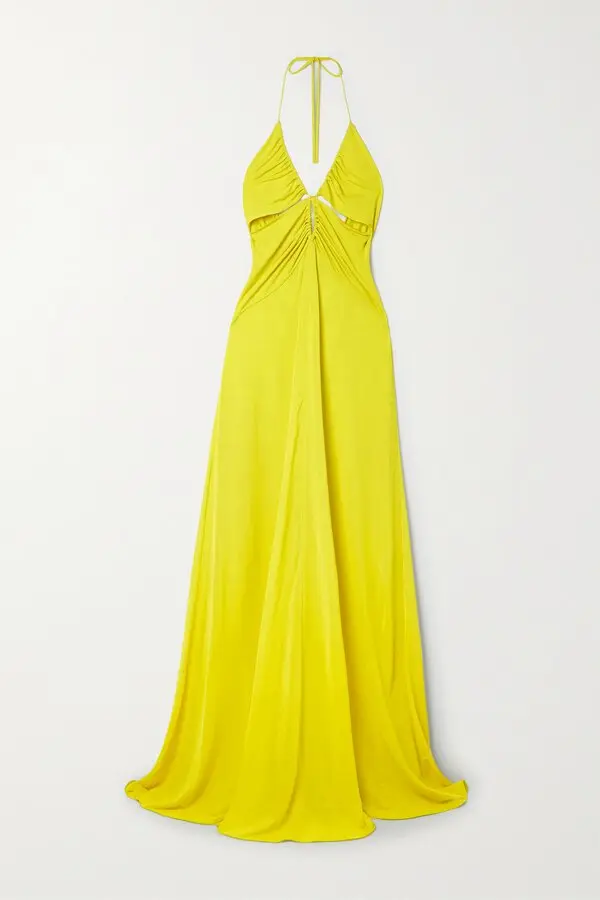 Etro Ruched Halterneck Maxi Dress - Yellow