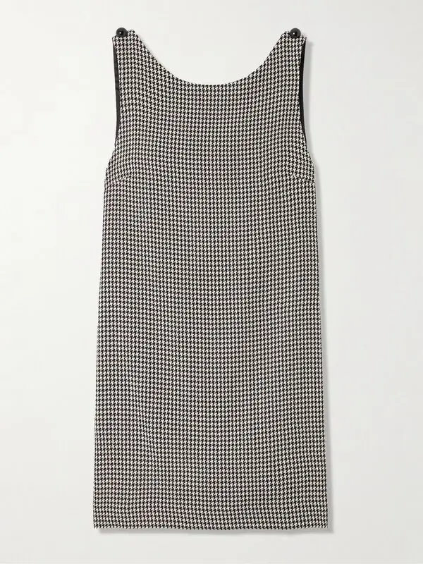 Dolce & Gabbana Open-back Houndstooth Wool-blend Mini Dress