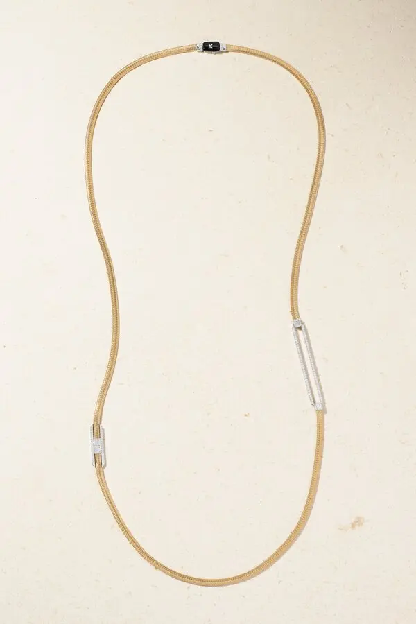 Nikos Koulis Feelings Diamond And Enamel Necklace - Gold