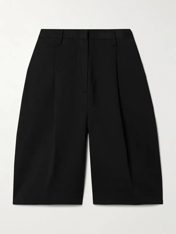 Matteau Pleated Organic Cotton-blend Twill Shorts