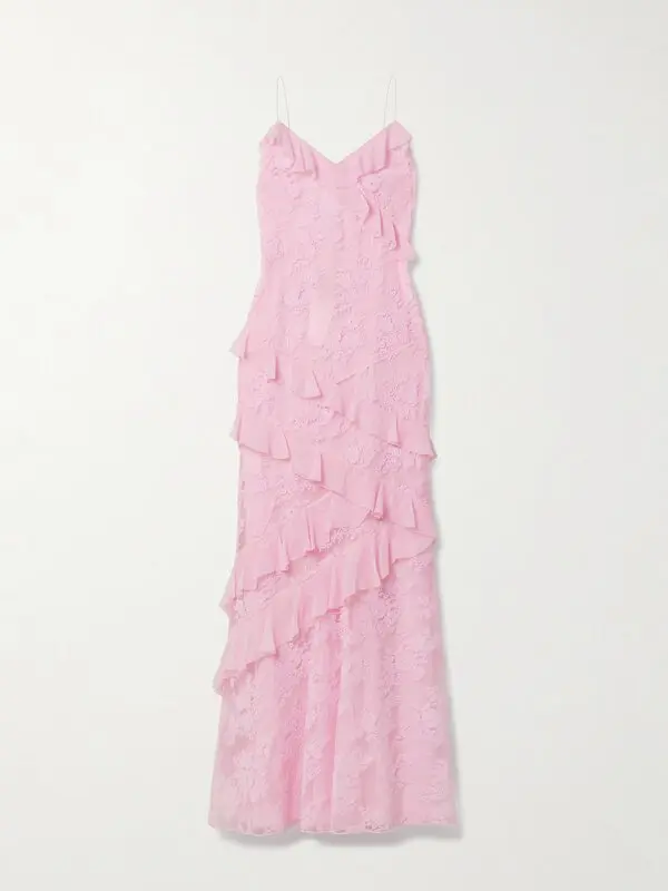LoveShackFancy Rialto Georgette-trimmed Lace Maxi Dress