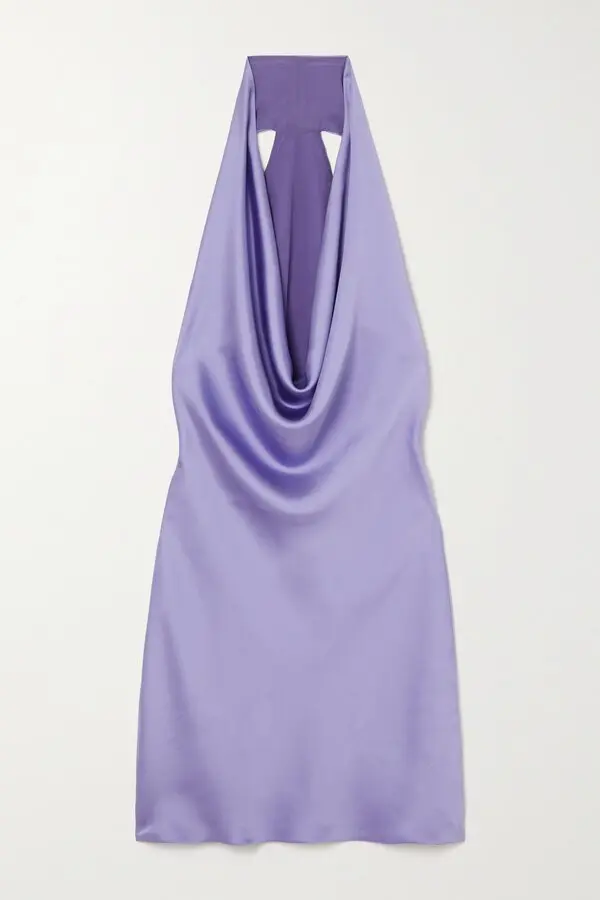 Norma Kamali Draped Satin Halterneck Mini Dress